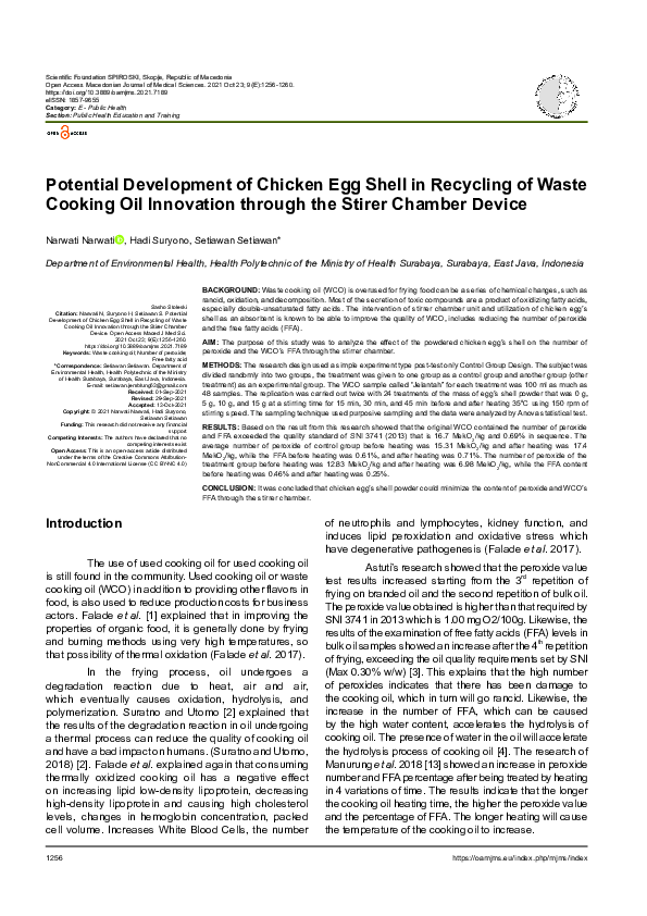 (PDF) Potential Development of Chicken Egg Shell in Recycling of Waste ...