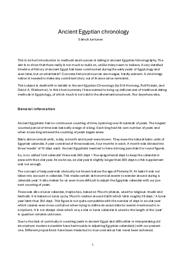 (PDF) Ancient Egyptian chronology
