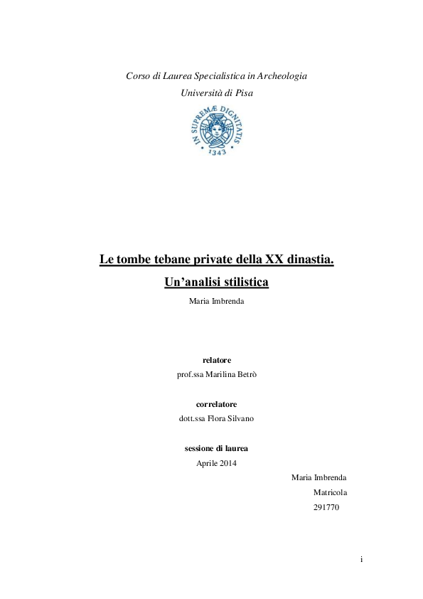 (PDF) Le tombe tebane private della XX dinastia. Un'analisi stilistica
