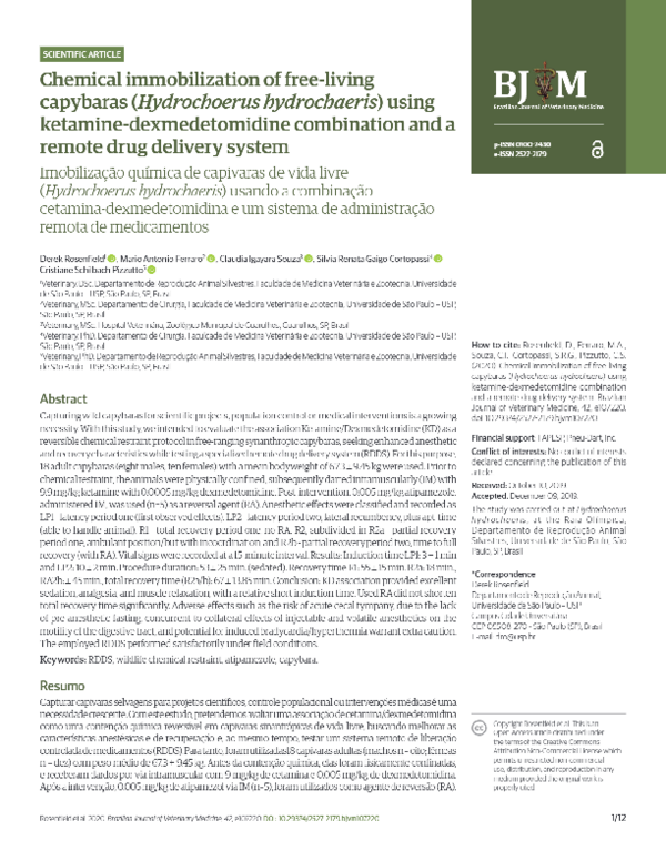 (PDF) Chemical immobilization of free-living capybaras (Hydrochoerus ...