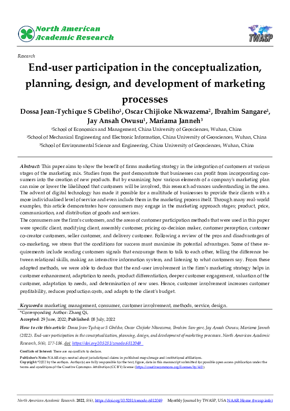 (PDF) End-user participation in the conceptualization, planning, design ...