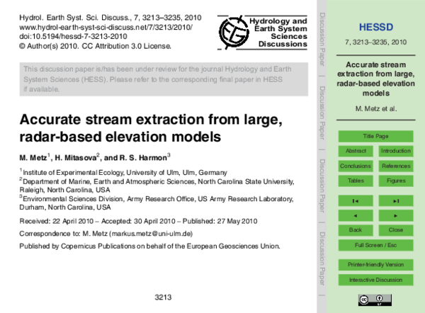 (PDF) Accurate stream extraction from large, radar-based elevation models