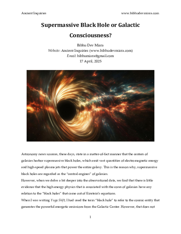 (PDF) Supermassive Black Hole or Galactic Consciousness