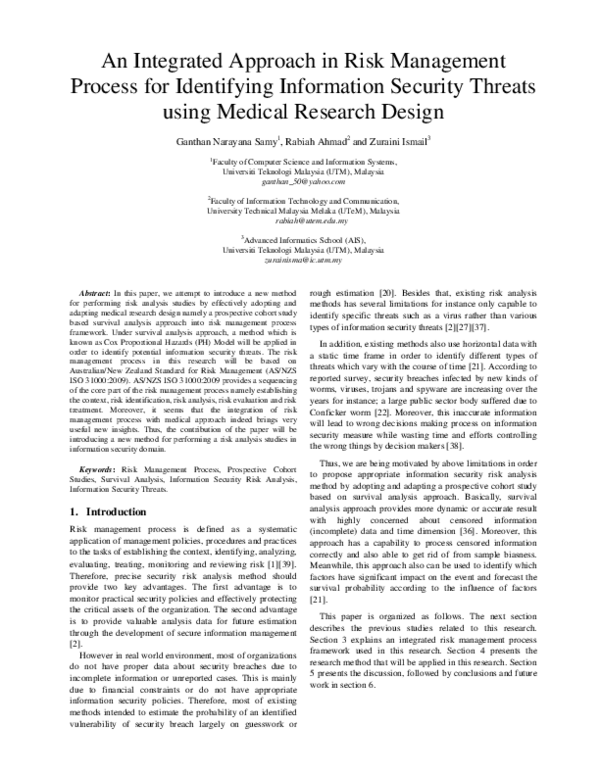 (PDF) An Integrated Approach in Risk Management Process for Identifying ...
