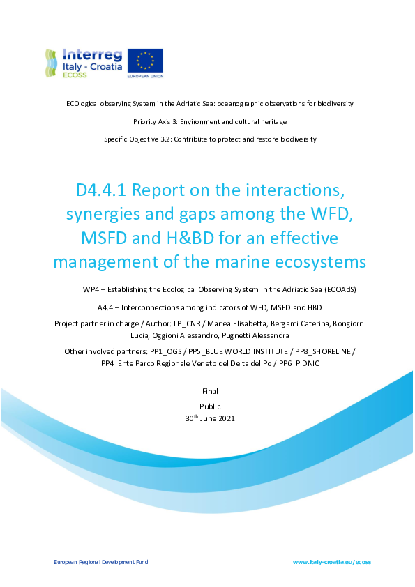 (PDF) D4.4.1 Report on the interactions, synergies and gaps among the ...