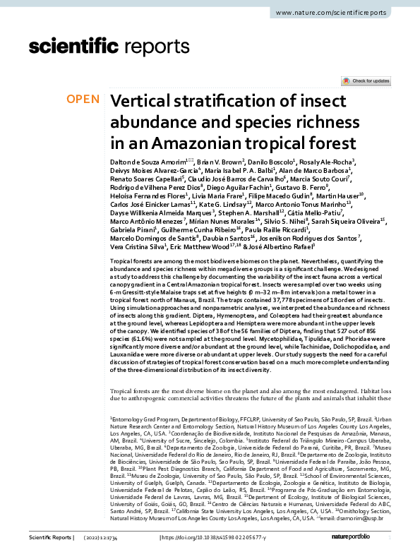 (PDF) Vertical stratification of insect abundance and species richness ...