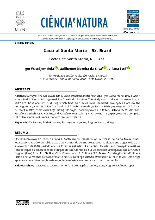 (PDF) Cacti of Santa Maria – RS, Brazil