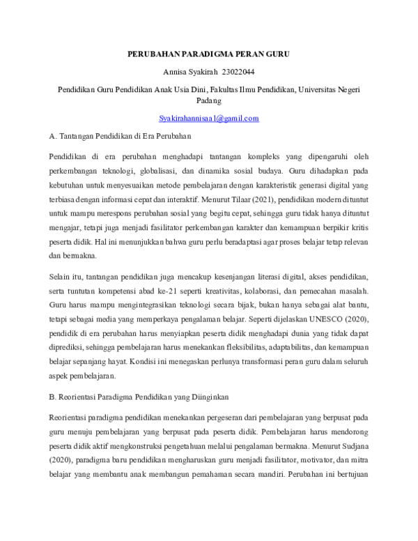 (PDF) PERUBAHAN PARADIGMA PERAN GURU