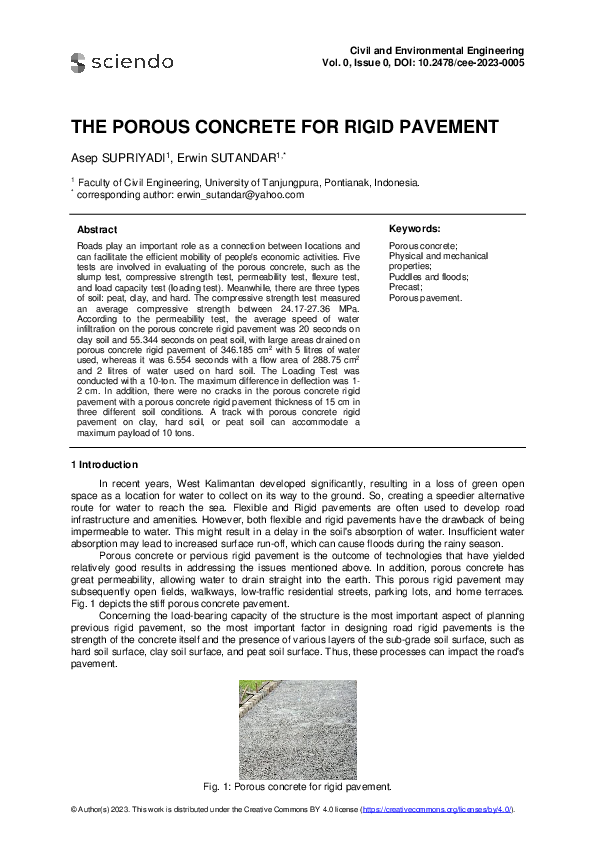 (PDF) The Porous Concrete for Rigid Pavement