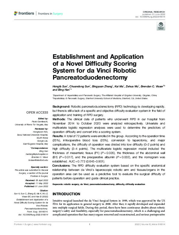 (PDF) Establishment and Application of a Novel Difficulty Scoring ...