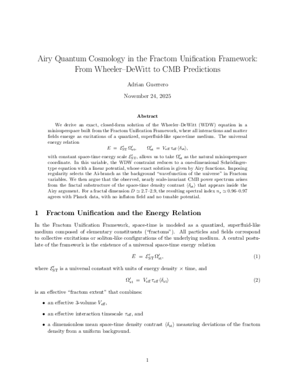 (PDF) Airy Quantum Cosmology in the Fractom Unification Framework: From ...