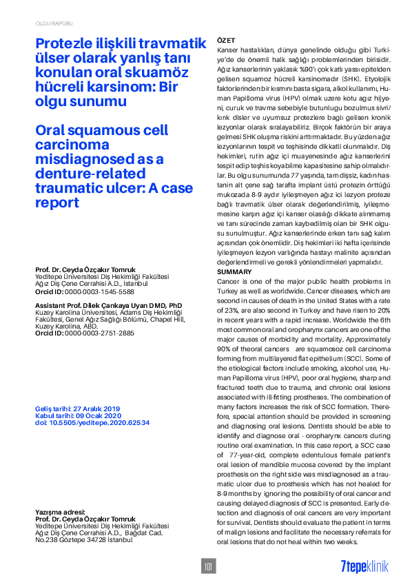 (PDF) Oral squamous cell carcinoma misdiagnosed as a denture-related ...