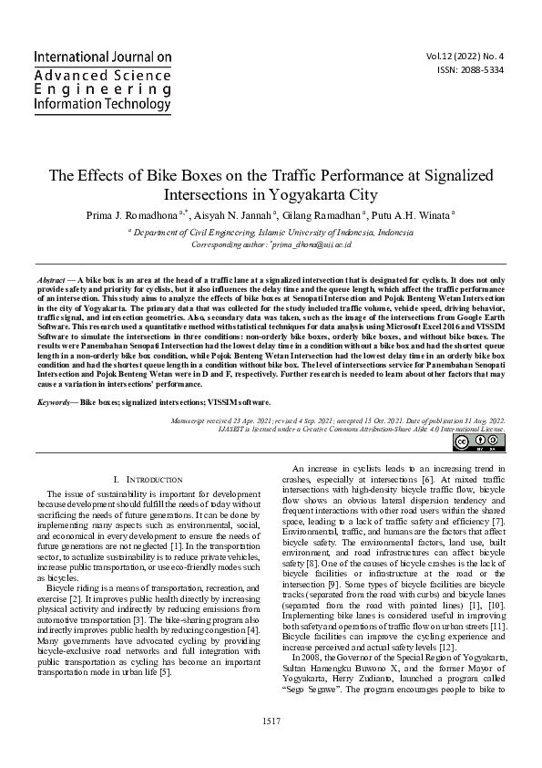 (PDF) The Effects of Bike Boxes on the Traffic Performance at ...