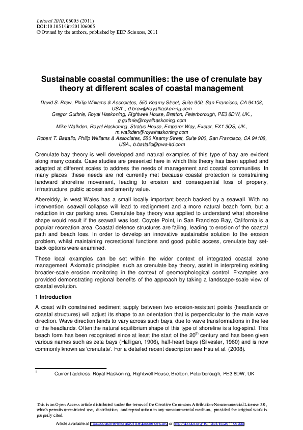 (PDF) Sustainable coastal communities: the use of crenulate bay theory ...