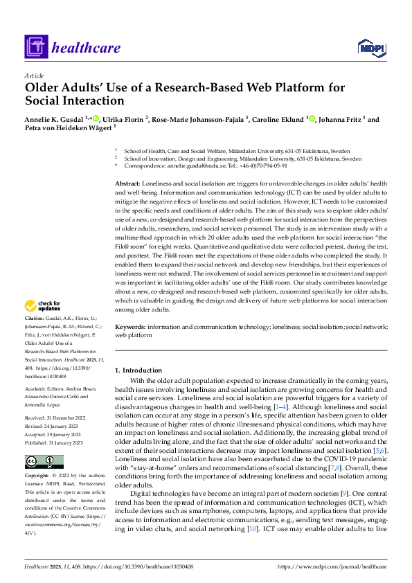 (PDF) Older Adults’ Use of a Research-Based Web Platform for Social ...
