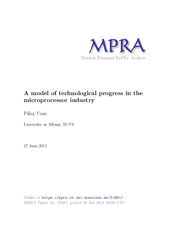 (PDF) A Model of Technological Progress in the Microprocessor Industry