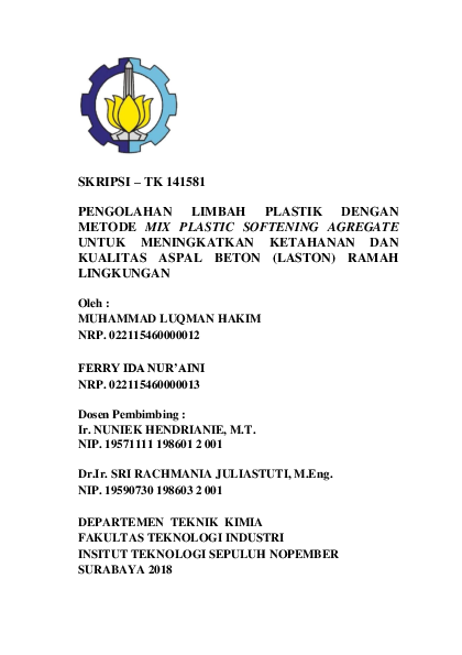 (PDF) Pengolahan Limbah Plastik Dengan Metode Mix Plastic Softening ...