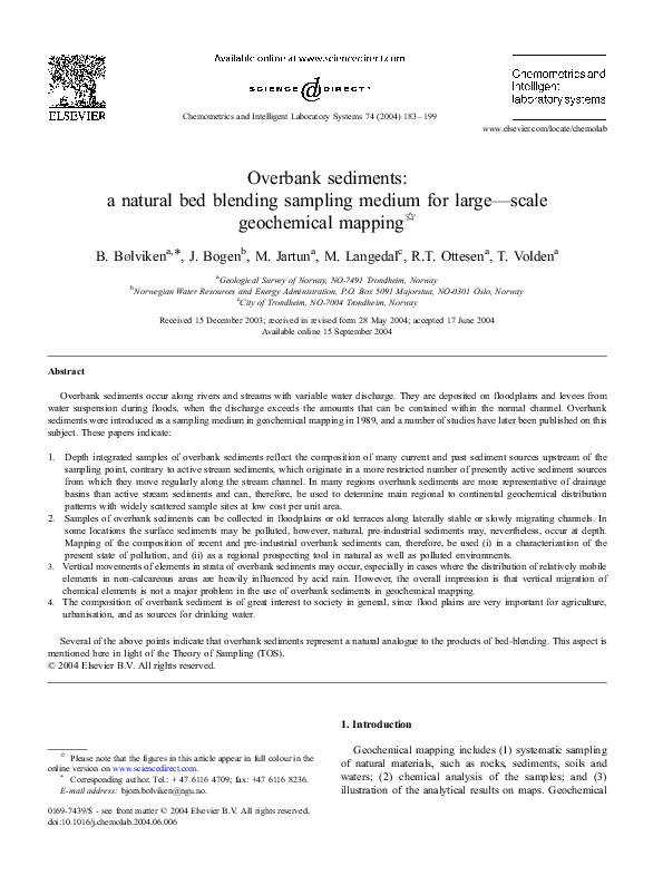 (PDF) Overbank sediments : a natural bed blending sampling medium for ...