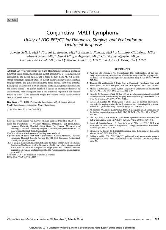 (PDF) Conjunctival MALT Lymphoma