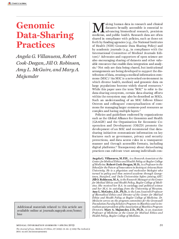 (PDF) Genomic Data-Sharing Practices