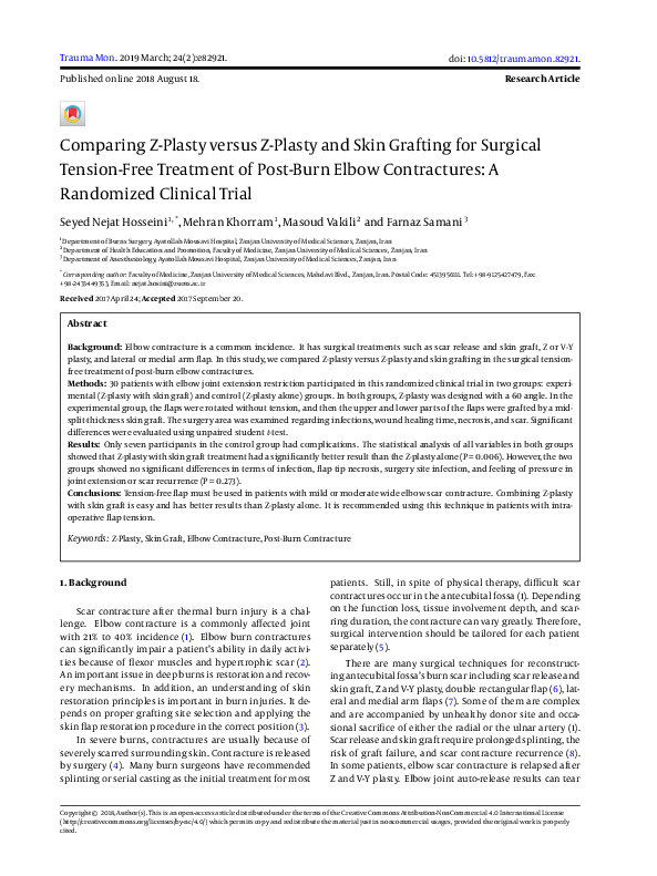 (PDF) Comparing Z-Plasty versus Z-Plasty and Skin Grafting for Surgical ...