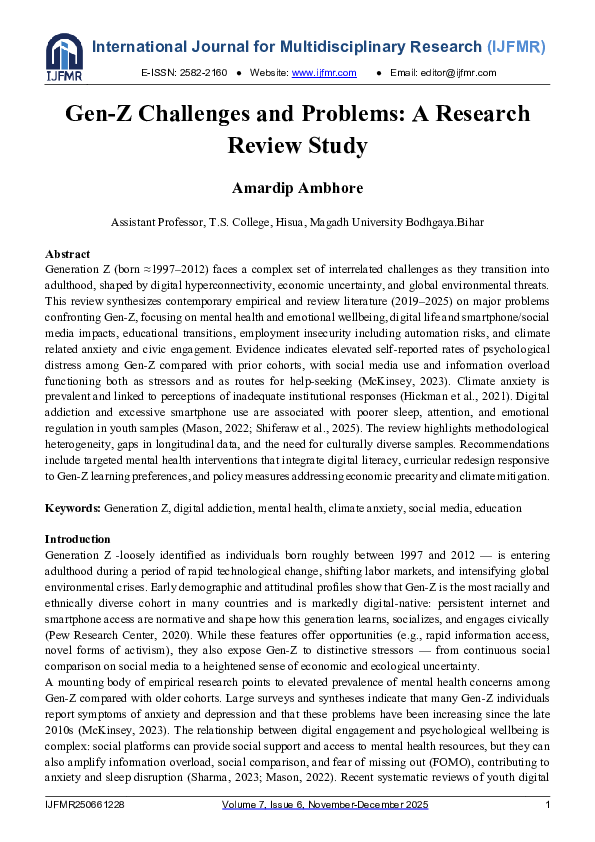(PDF) Gen-Z Challenges and Problems: A Research Review Study