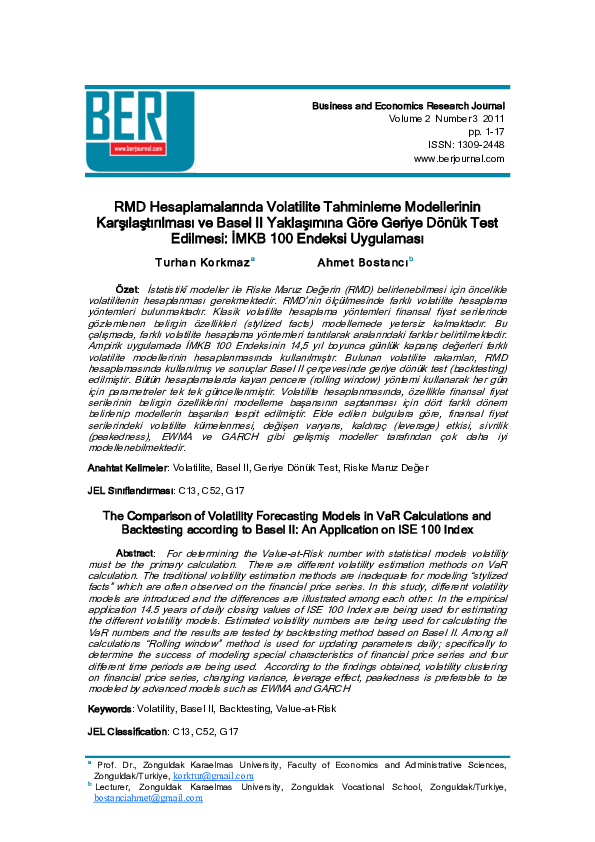 (PDF) The Comparison of Volatility Forecasting Models in VaR ...