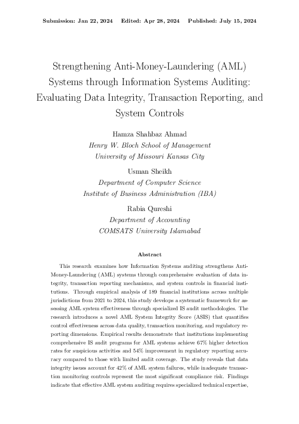 (PDF) Strengthening Anti-Money-Laundering (AML) Systems through ...