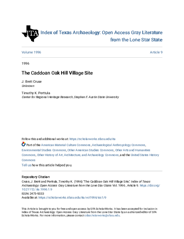 (PDF) The Caddoan Oak Hill Village Site