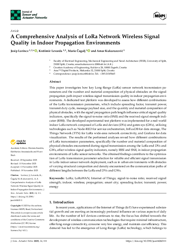 (PDF) A Comprehensive Analysis of LoRa Network Wireless Signal Quality ...