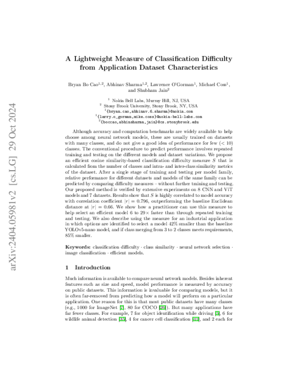 (PDF) A Lightweight Measure of Classification Difficulty from ...