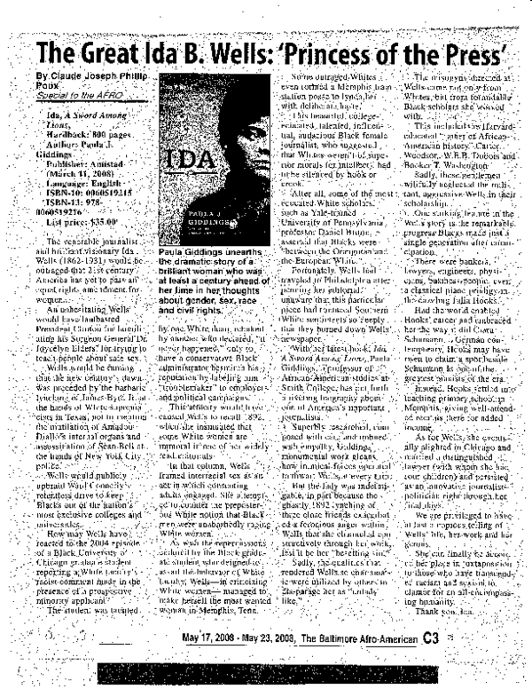 (PDF) The Great Ida Wells: Princess of the Press