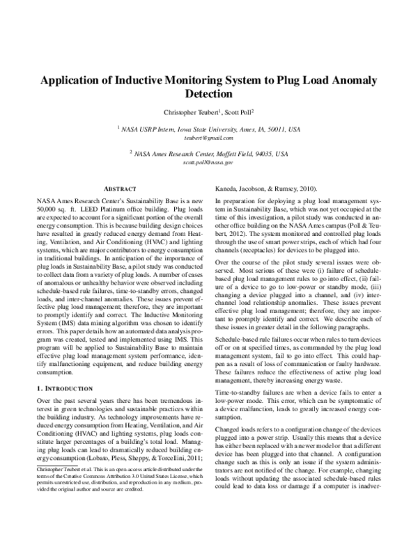 (PDF) Application of Inductive Monitoring System to Plug Load Anomaly ...