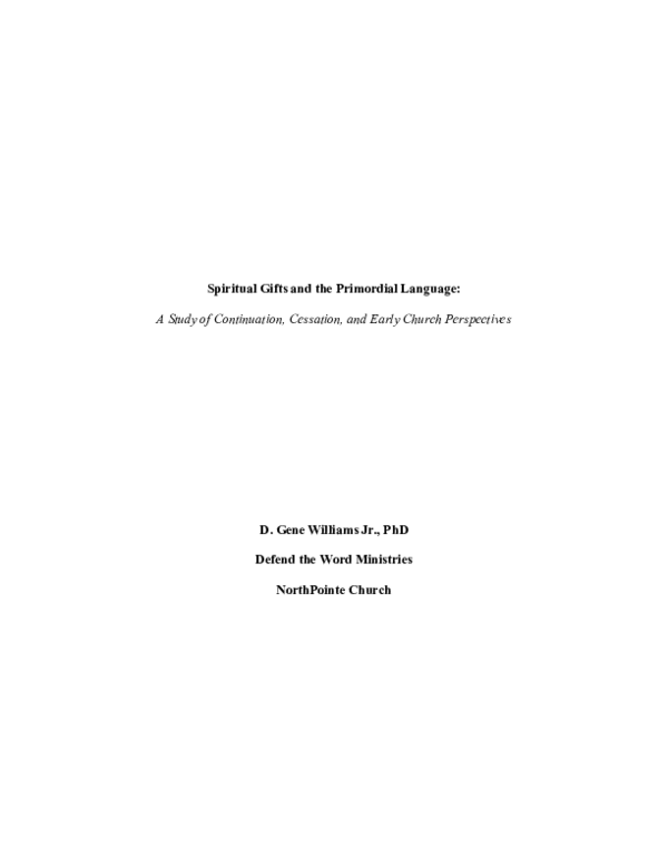 (PDF) Spiritual Gifts and the Primordial Language: A Study of ...