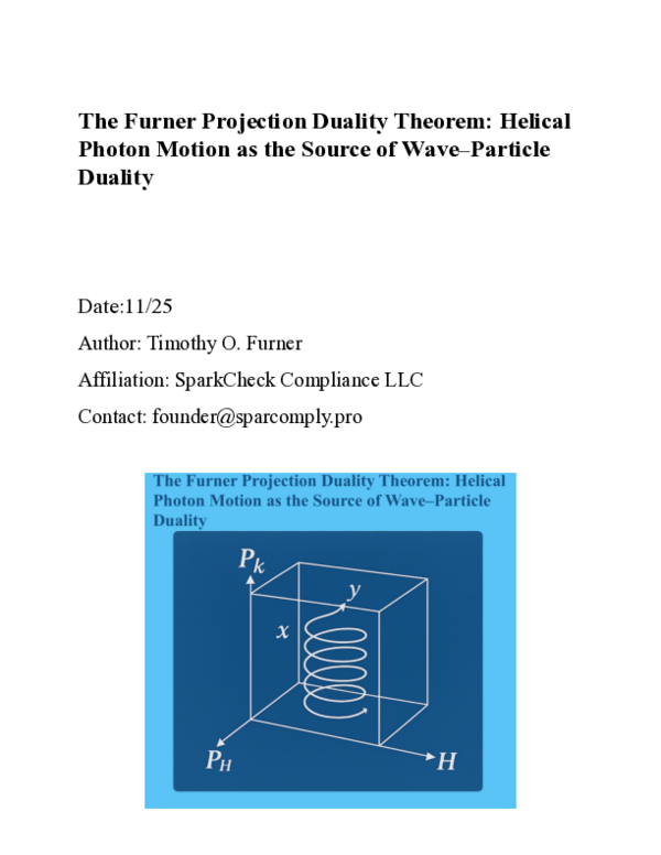 (PDF) The Furner Projection Duality Theorem: Helical Photon Motion as ...
