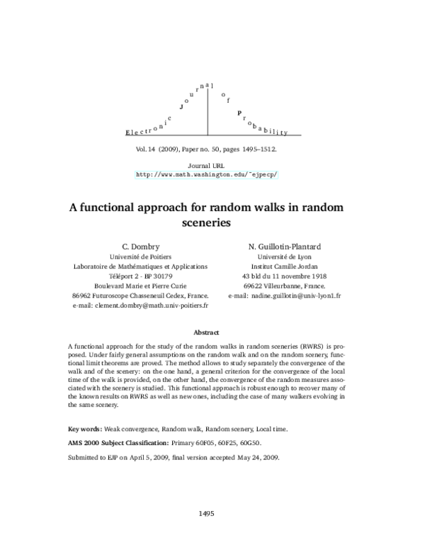 (PDF) A functional approach for random walks in random sceneries