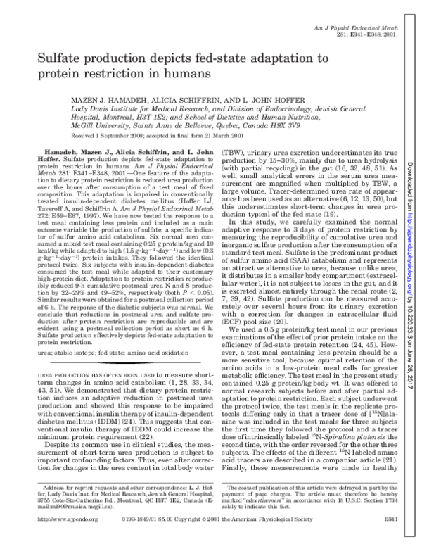 (PDF) Sulfate production depicts fed-state adaptation to protein ...