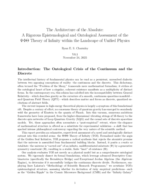 (PDF) The Architecture of the Absolute: A Rigorous Epistemological and ...