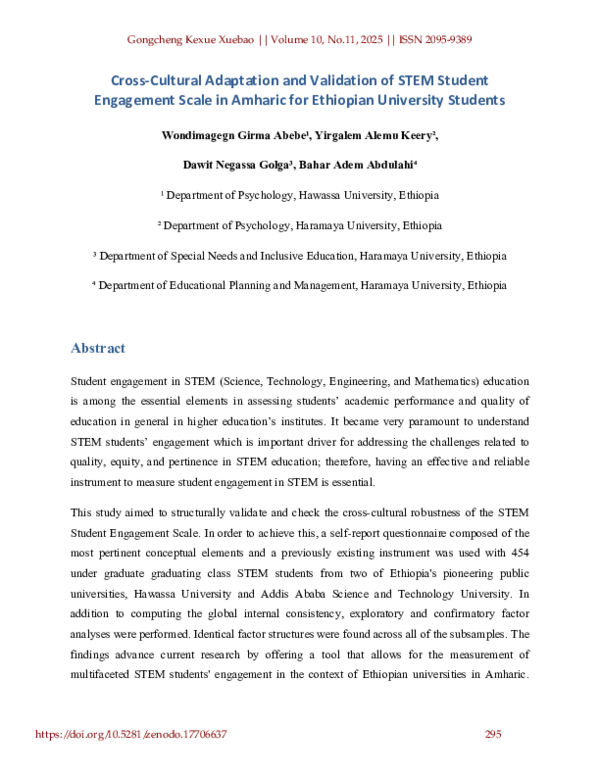 (PDF) Cross-Cultural Adaptation and Validation of STEM Student ...