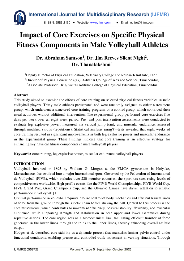 (PDF) IMPACT OF CORE EXERCISES ON SPECIFIC PHYSICAL FITNESS COMPONENTS ...