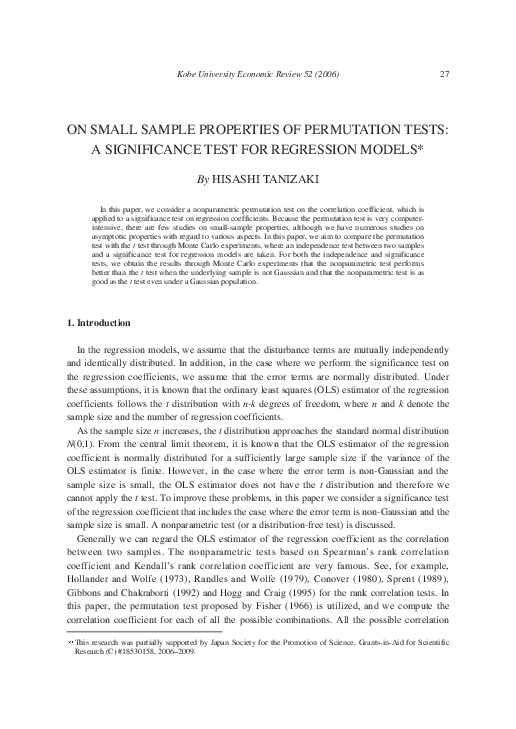 (PDF) On Small Sample Properties of Permutation Tests: A Significance ...