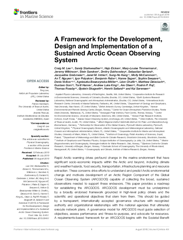 (PDF) A Framework for the Development, Design and Implementation of a Sustained Arctic Ocean ...