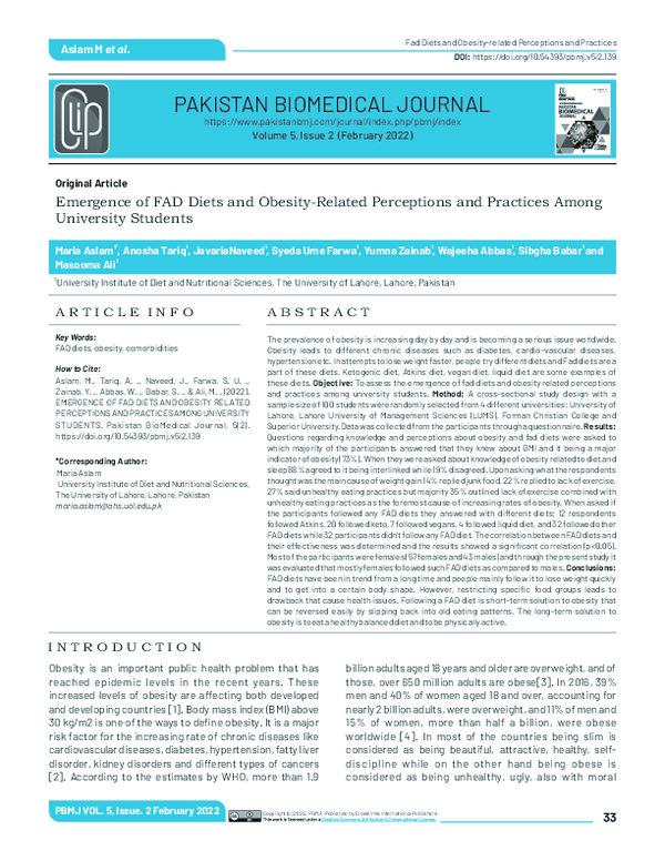 (PDF) Emergence of Fad Diets and Obesity Related Perceptions and ...