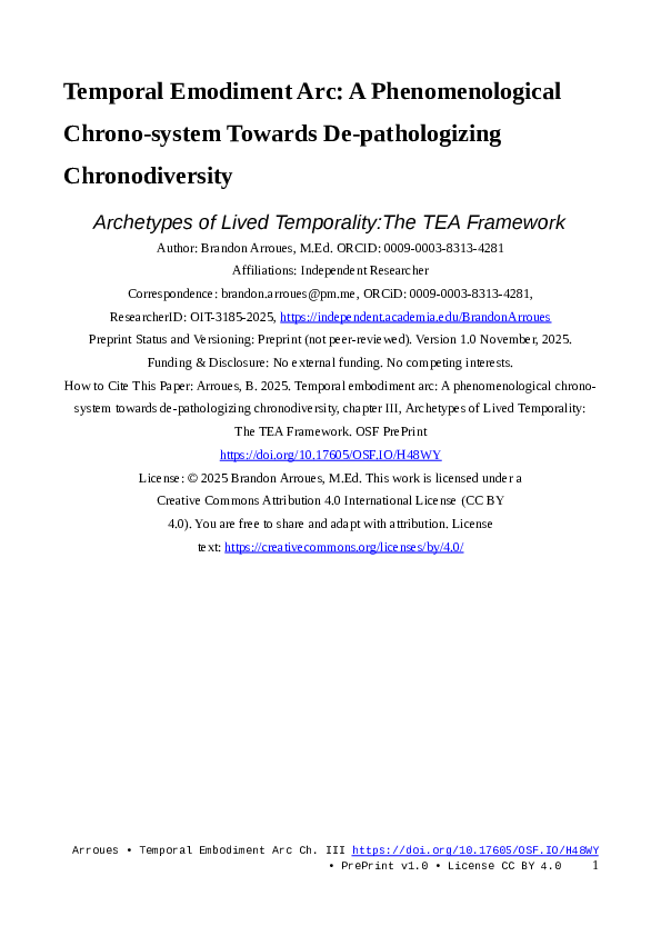 (PDF) Temporal Emodiment Arc: A Phenomenological Chrono-system Towards ...