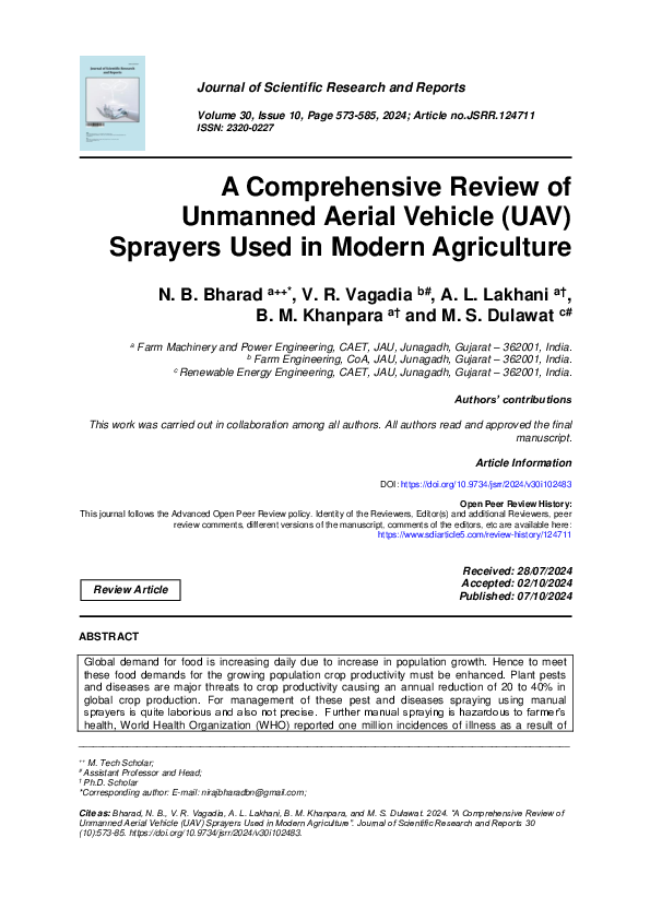 (PDF) A Comprehensive Review of Unmanned Aerial Vehicle (UAV) Sprayers ...