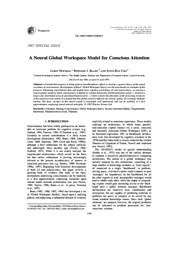 (PDF) A Neural Global Workspace Model for Conscious Attention