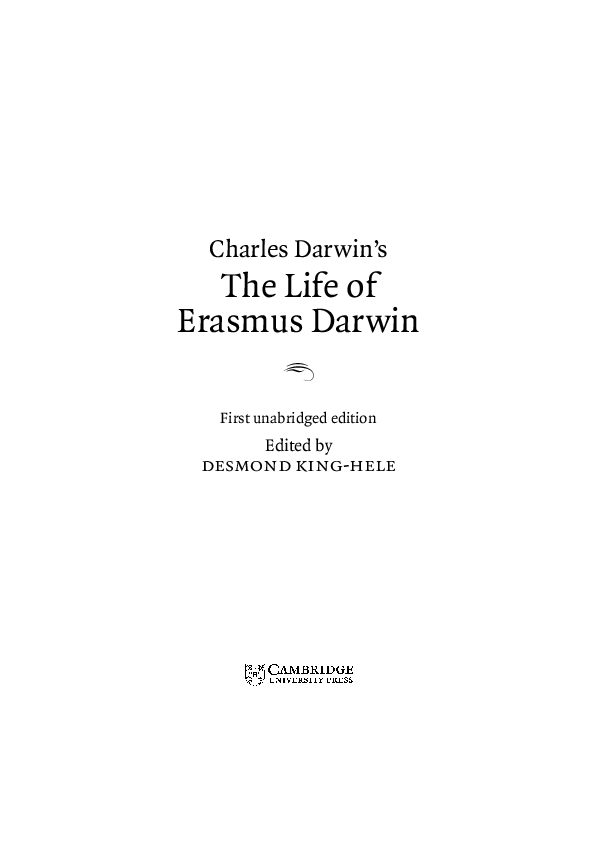 (PDF) Charles Darwin's "The Life of Erasmus Darwin