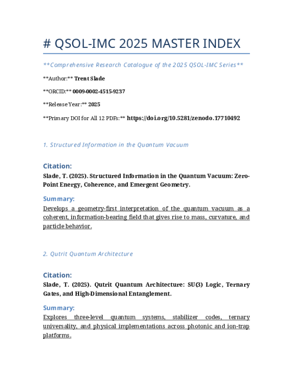 (PDF) QSOL-IMC 2025 MASTER INDEX