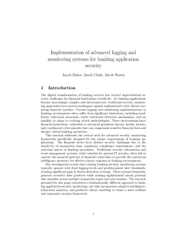 (PDF) Implementation of advanced logging and monitoring systems for ...