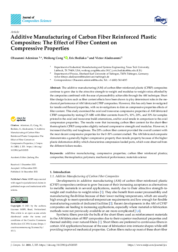 (PDF) Additive Manufacturing of Carbon Fiber Reinforced Plastic ...